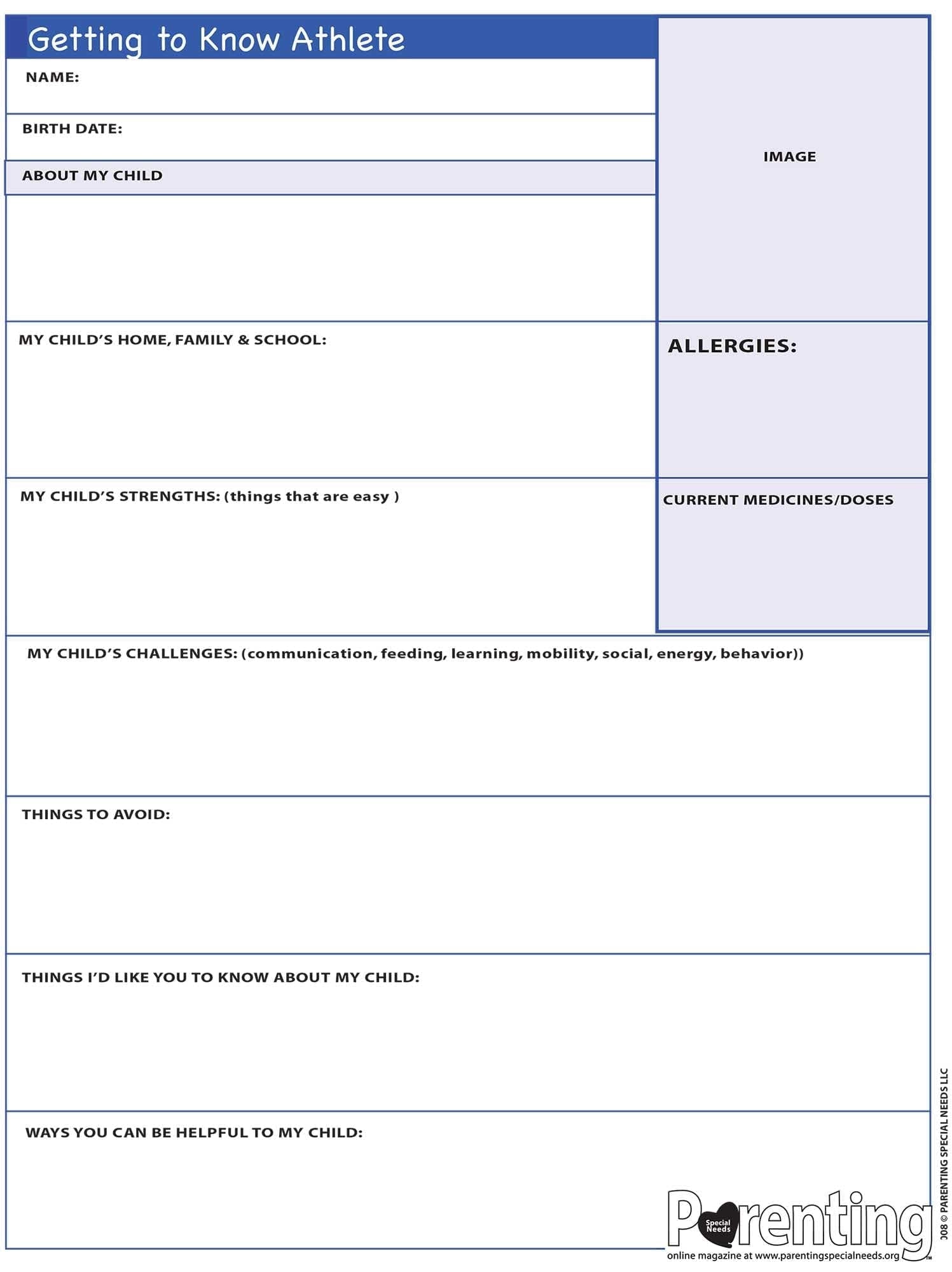 PSN Coaches Cheatsheet Form_Athlete - Parenting Special Needs Magazine